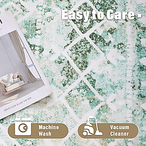 Carvapet 3x5 Green Boho Moroccan Entryway Rug - Soft Washable Farmhouse Area Carpet, Non-Slip Rug for Living Room, Bedroom, Dining Room - Modern Stylish Home Decor