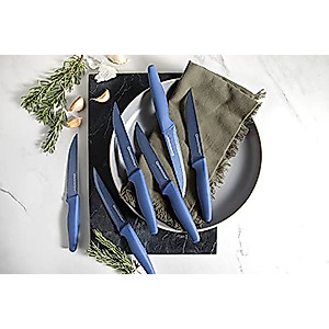 Granitestone Nutriblade 6-Piece Steak Knives Set Stainless Steel Serrated Blades with Comfortable Handles– Dishwasher-safe Rust-proof Steak Knife For Home and Restaurant Use As Seen On TV (Blue)