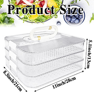 Haawooky 3 Layer Deli Meat Container with Lid,Lunch Meat Container for Refrigerator Organizing,Food Storage Container for Vegetables,Fruit,Bacon,Meat,Cheese