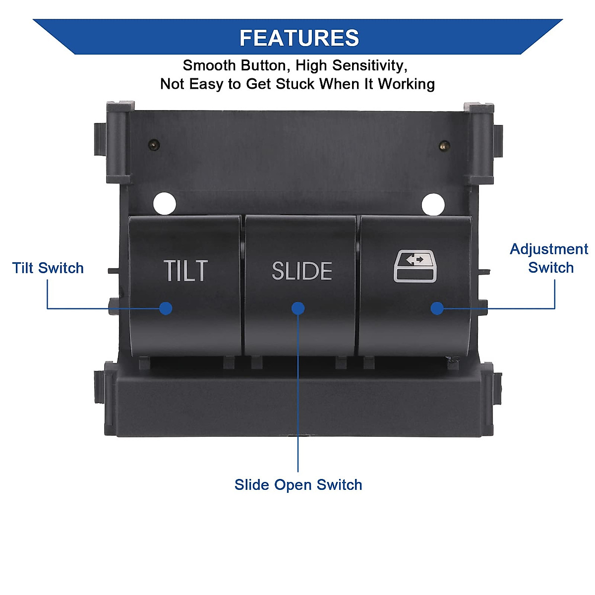 Obaee Overhead Console Sunroof Switch Power Rear Sliding Window Control Compatible with Ford F150 F250 F350 F450 F550 Super Duty 2009 2010 2011 2012 2013 2014 2015 2016 2017 Replaces OEM 9L3Z15B691DA
