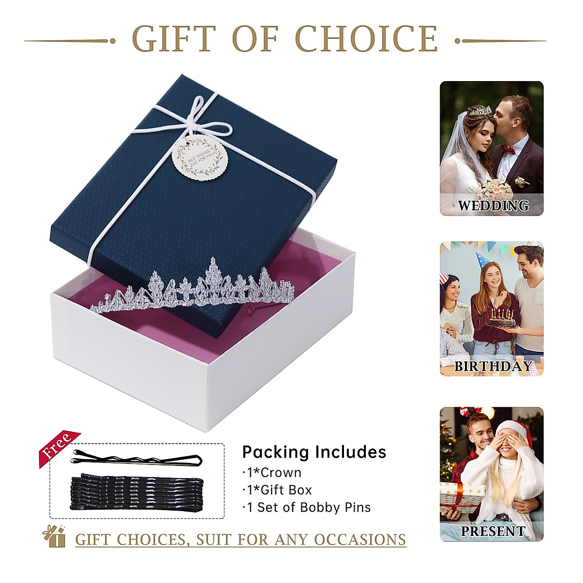 Aoligrace 5A Cubic Zirconia Small Wedding Crowns for Women Princess Girls Tiara Sweet 16 Sparkly CZ Birthday Party Headpieces