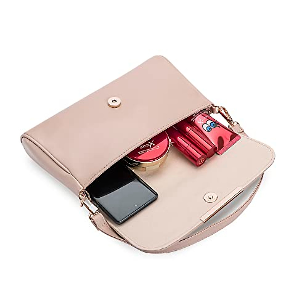 IXEBELLA Fancy Clutch Bag for Women Evening Party Purse Small Soft PU Leather Clutch (Nude)