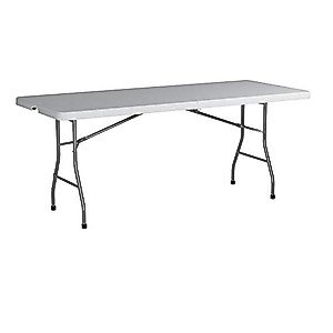 Office Star Resin Rectangle Center-Folding Portable Table for Picnics, Camping, and Tailgating, 6 Feet