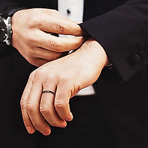 SILVERLINE JEWELRY High Polish 2mm Comfort Fit Wedding Band Ring Stainless Steel Black Tone Size 8