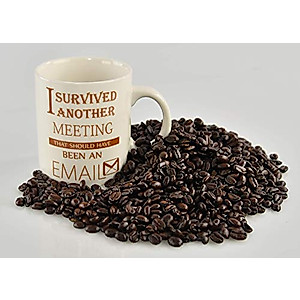 Home-X Mug Warmer, Desktop Heated Coffee & Tea - Candle & Wax Warmer (Black) and I Survived Another Meeting Coffee Mug 6.57 x 6.18 x 5.67”