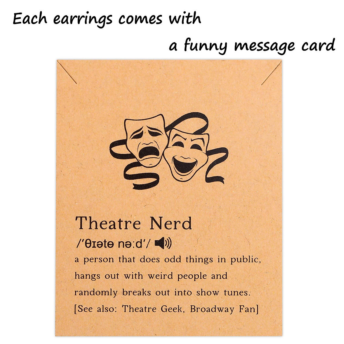 Gzrlyf Comedy and Tragedy Mask Earrings Drop Dangle Earrings Drama Masks Jewelry Theater Gifts (drop dangle earrings)