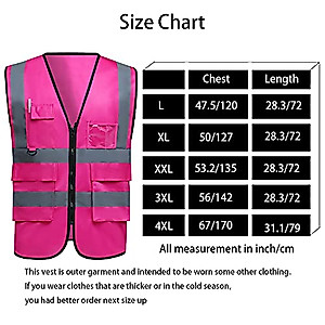 SHUWINXUN Pink Safety Vests 2 Pack High Visibility Reflective Vests with 5 Pockets Workwear Security Strip Construction Vest for Night Running Jogging Cycling Walking (Pink, L, l)