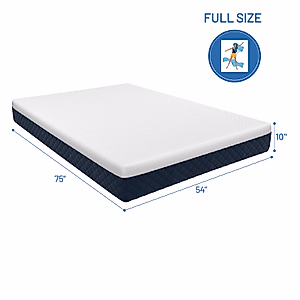 Giantex 10-Inch Full Size Mattress, Hybrid Mattress w/Gel Infused Memory Foam & Bamboo Charcoal Foam, Medium Plush Mattress w/Breathable Jacquard Fiber Cover, CertiPUR-US, Mattress in a Box