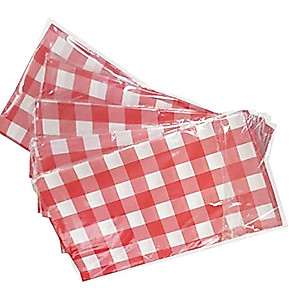 GSM Brands Disposable Tablecloths (5 Pack) - Plastic Tablecovers for Picnics or Parties with Checkered Red and White Design