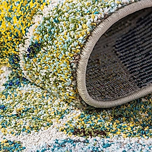 Unique Loom Estrella Collection Mosaic, Distressed, Modern, Abstract, Bright Colors Area Rug, 9 ft x 12 ft, Multi/Green