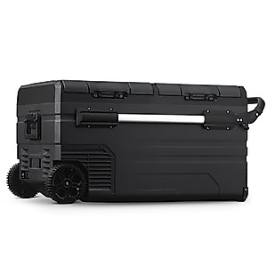 Newair Portable 80 Qt. Electric Car Camping Cooler with 4 Battery Protection Modes, Dual Zone Fridge and Freezer Storage, Retractable Handle, Outdoor Wheels and Rugged Construction