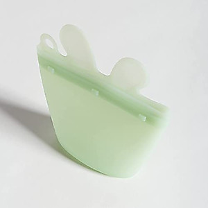 Reusable Snack Bag for Kids. Easy, Quick, Fun Snacks on the Go. Food Grade Silicone, Dishwasher-Safe, Eco-Friendly, Non-Toxic, Strong Seal. Great for Travel, School or Home.  (Semi-Transparent Green)