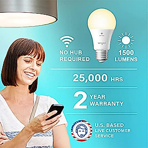 Sengled Smart Light Bulb, 100W Equivalent WiFi Light Bulb, 1500LM High Brightness Smart Bulbs That Work with Alexa Google, Dimmable A19 Soft White Alexa Light Bulb,CRI>90, No Hub Required, 4-Pack