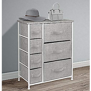 Sorbus Dresser with Drawers - Furniture Storage Tower Unit for Bedroom, Hallway, Closet, Office Organization - Steel Frame, Wood Top, Easy Pull Fabric Bins (Gray)