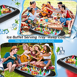 Leitee Inflatable Serving Bar with Drain Plug 52 x 24 x 5'' Inflatable Ice Serving Buffet Bar Inflatable Cooler for Party Food Cooler for Party Buffet Inflatable Drink Cooler(Black,Basic Style)