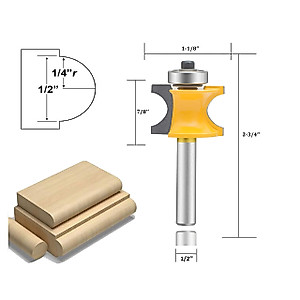 LEATBUY 1/2 Inch Shank Bullnose Router Bit 5PCS，Half Round Bearing Carbide Tipped Edge Cutting Bits， Radius 1/8" 3/16" 1/4" 5/16" 3/8", Woodworking Milling Cutter (YL05)