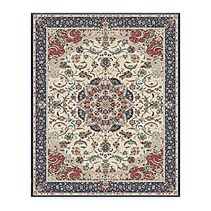 RUGGABLE Sima Washable Rug - Perfect Vintage Area Rug for Living Room Bedroom Kitchen - Pet & Child Friendly - Stain & Water Resistant - Royal Blue 8'x10' (Standard Pad)