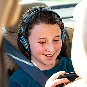 JLab JBuddies Play Gaming Wireless Kids Headset | Blue | 22+ Hour Bluetooth 5 Playtime 60ms Super-Low Latency for Mobile Gameplay | Retractable Boom Mic | AUX Cord Compatible w/Gaming Consoles
