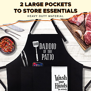 FORTIVO Cooking Aprons for Men, Grill Apron Men, Apron for Men, Apron with Pockets, Cooking Gifts for Men, Kitchen Aprons for Men, Chef Aprons for Men, Funny Dad Gifts, Funny Aprons for Men
