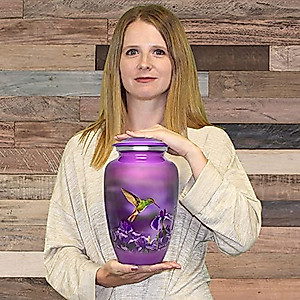 Trupoint Memorials Cremation Urns for Human Ashes - Decorative Urns, Urns for Human Ashes Female & Male, Urns for Ashes Adult Female, Funeral Urns - Purple, Large