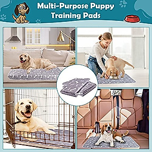 Yohaoupty Washable Puppy Dog Pee Pad, 2 Pack Waterproof Puppy Pads Non-Slip Pet Training Pads Fast Drying Reusable Whelping Training Mat for Dog Bed Mat Dog Playpen Car Travel - Grey, 16” x 24”