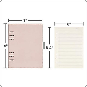 Oxford 6-Ring Professional Notebook, 7 x 9 Inch, Refillable Notebook, Ivory Paper, 100 Sheets, Blush Pink Faux Leather Cover (90005)