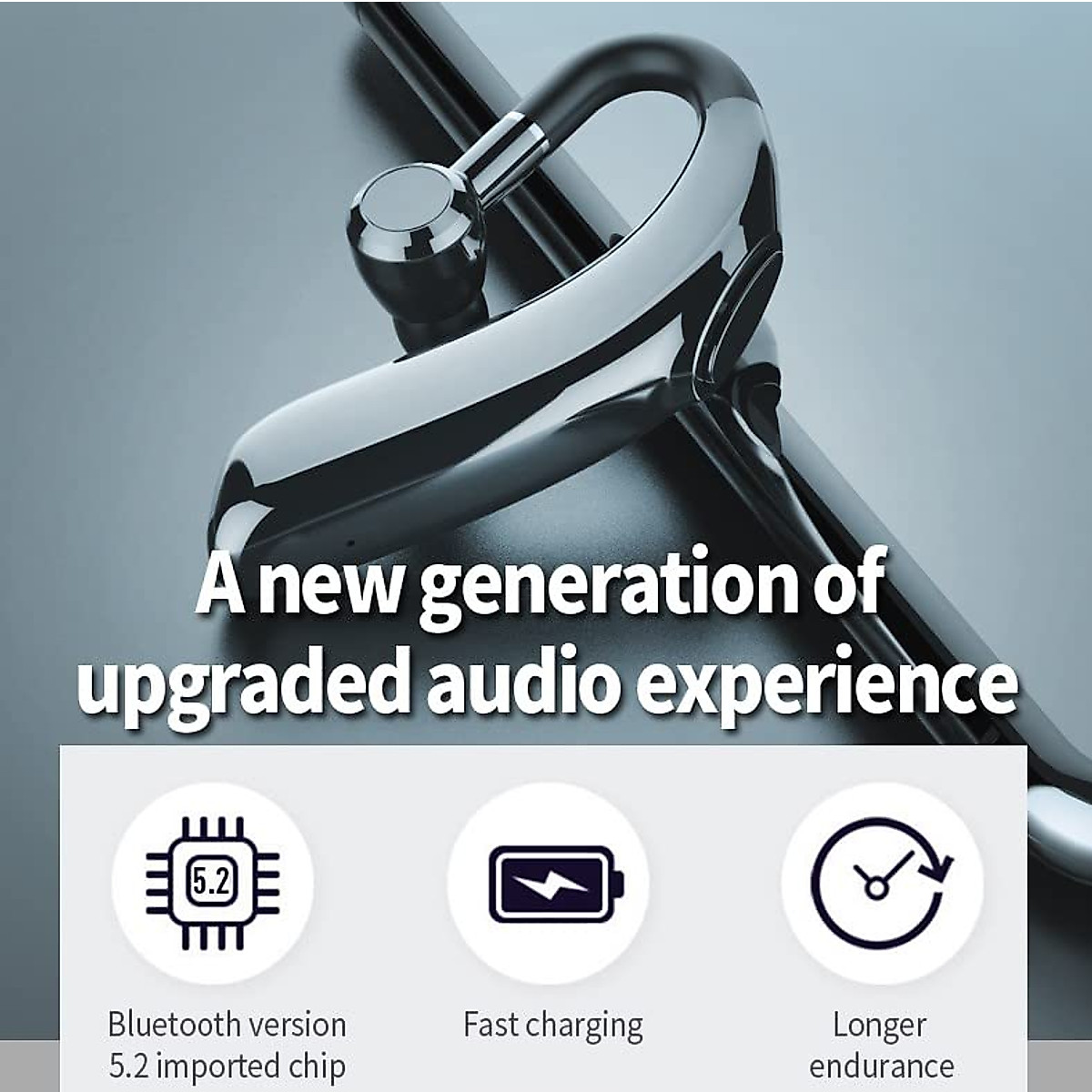 Wireless Bluetooth Handsfree Single Earphone Headset for iPhone Samsung Android, Black