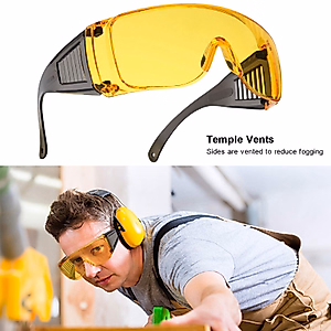 Shooting Glasses Over Eyeglasses, Anti Fog Eye Protection for Shooting Range Over Prescription Safety Glasses with Hard Case OTG,Yellow Tinted Lens