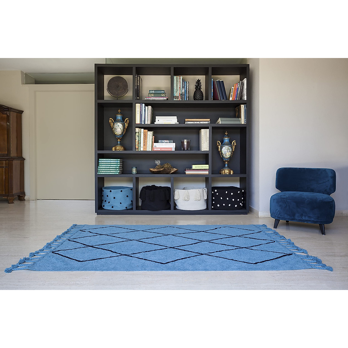 Lorena Canals - Decorative Basket for home storage, nursery, living room, play area, kids' room and much more. Handmade with 100% natural cotton and non-toxic dyes. Natural. Dimensions: 1' x Ø 1' 6''.