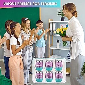 6 Pcs Thank You Teacher Gifts for Women Teacher Appreciation Gifts Stainless Steel Teacher Tumbler with Straw and Lid 12 oz Insulated Teacher Mug Birthday Gifts for Teacher(Gradient)
