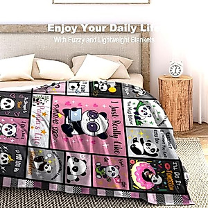 Panda Blanket Soft Flannel Pandas Throw Blankets Fuzzy Plush Bed Sofa Couch Living Room Cozy Fluffy Panda Christmas Birthday Gifts for Women Adults Kids Girls 50"X40"