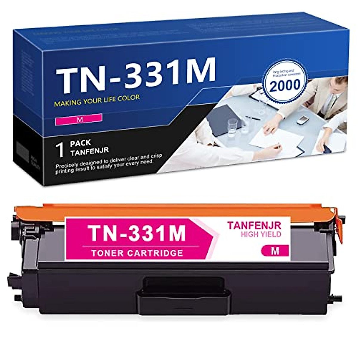 TANFENJR Compatible TN-331M TN331M Magenta Toner-Cartridge Replacement for Brother HL-L8250CDN MFC-L8600CDW Printer (1 Pack)