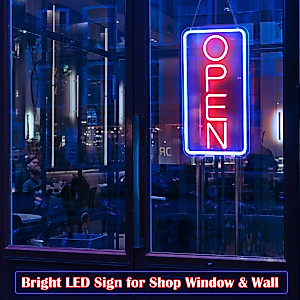 SunKite LED Neon Open Sign, 16.5"x 9" Business Hour Sign, Powered by USB with Switch, LED Display Window Lights for Cafe Bar Hotel Salon Bookstore Restaurant Grocery Shop Store Wall Decor