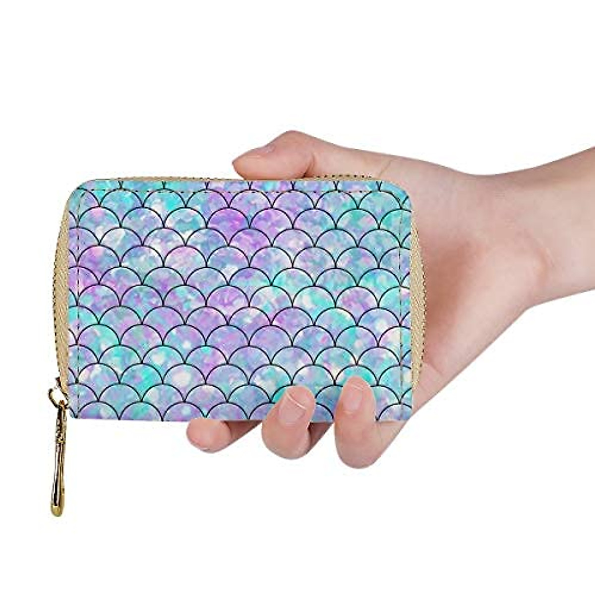 Horeset Galaxy Wolf Zipper Credit Card Wallet RFID Holder ID Card Window Security Travel Wallet PU Leather for Women Ladies Girls Men