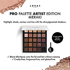 LORAC PRO Matte & Shimmer Eyeshadow Palette, Meraki | Glitter | Mirror Compact | Cruelty Free, Gluten Free, Vegan