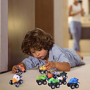 Liberty Imports 12 Pack Monster Truck Pull Back Cars, Large Animal Toy Pullback Vehicles Party Favors Play Set for Kids, Boys, Toddlers