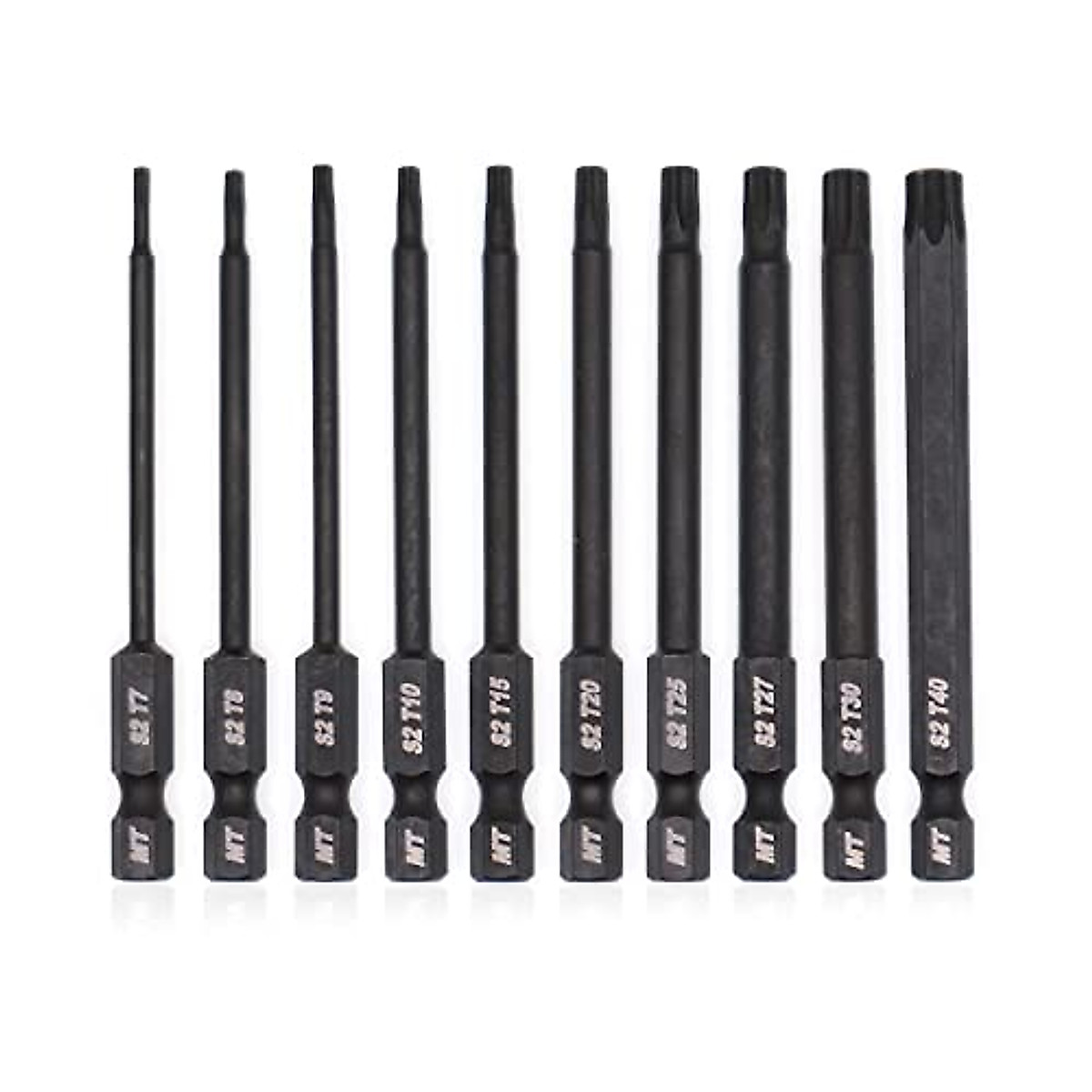 10-Piece Impact Rated 3" Security Torx Bit Set | Temper Proof, Advanced Heat Treatment, Magnetized (S2 Steel w/MnPO COATING, 3")