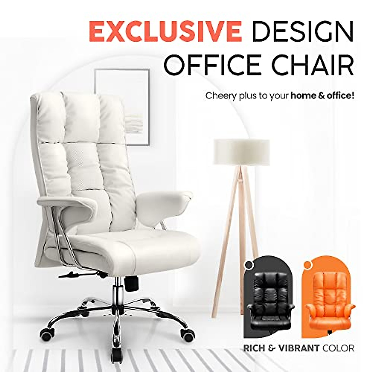 neo chair Office Chair Computer Desk Chair Gaming - Ergonomic High Back Cushion Lumbar Support with Wheels Comfortable White Upholstered Leather Racing Seat Adjustable Swivel Rolling Home Executive