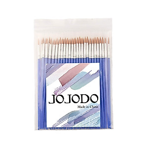 50 Pcs Pointed Round Brushes Set for Kids/Students/Starter/Teens/Children ，Detail Paint Brushes Bulk for Art Class Painting/Painting Party/Acrylic Oil Watercolor，Short Plastic Handle Paintbrushes