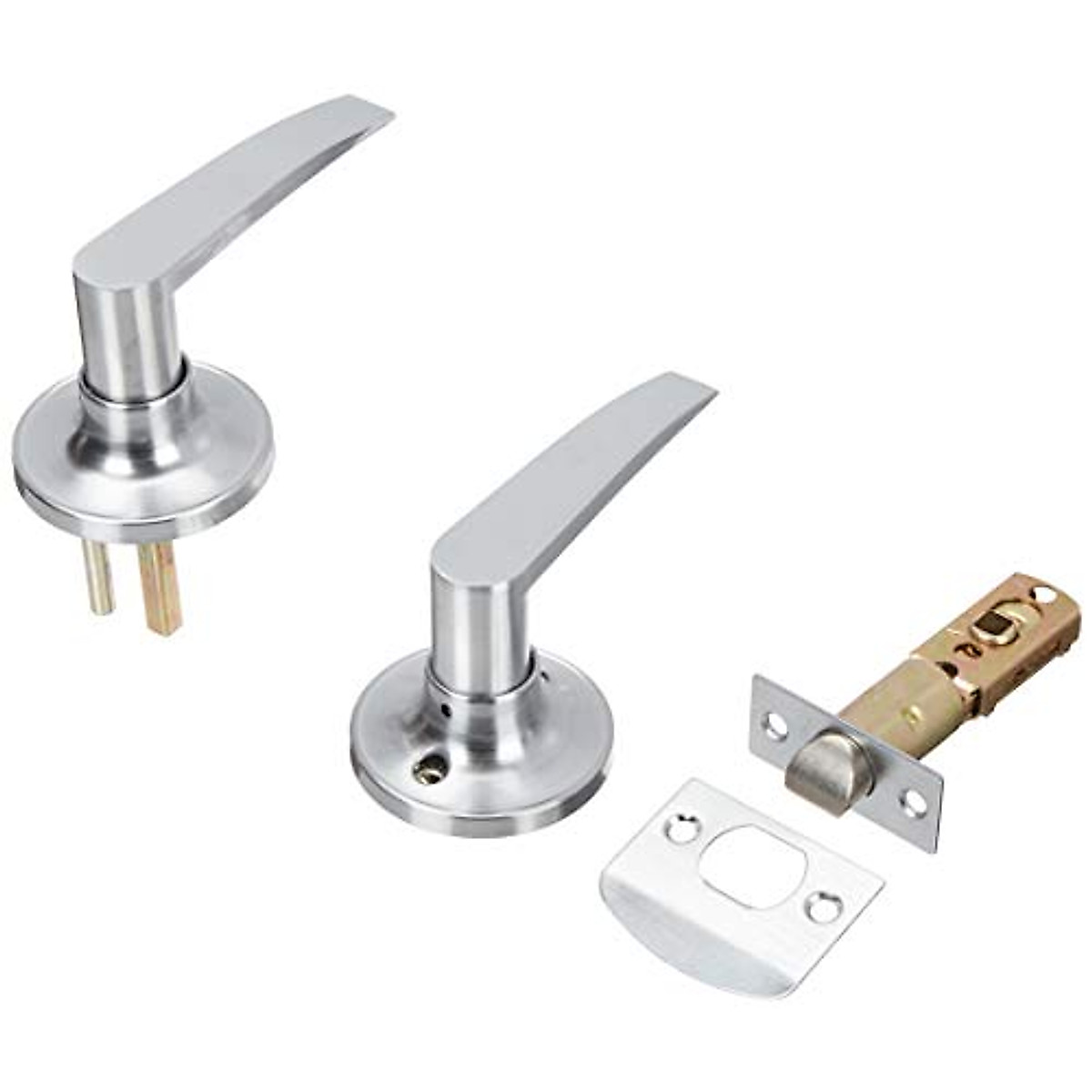 Prime-Line MP65250 Passage Lever, Fits 2-3/8in and 2-3/4in Backset, Satin Chrome, ADA, (1 set)