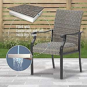 PATIO TREE 2 PCS Patio Dining Chairs Outdoor Quick Dry Foam Padded Rattan Chairs