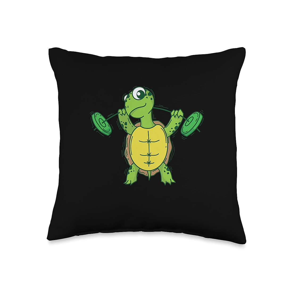 Turtle reptile carapace old Sauropsida Testudines Turtle Loves Fitness and Lifting Weights Throw Pillow, 16x16, Multicolor