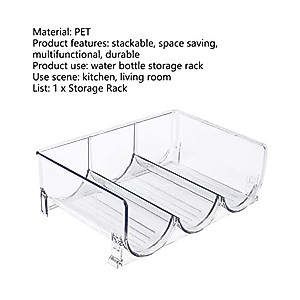 tinysiry Water Bottle Organizer,Stackable Plastic Anti-Slip 3 Bottle Wine and Drink Storage Holder for Kitchen Countertop Office Cabinet Pantry Fridge Clear