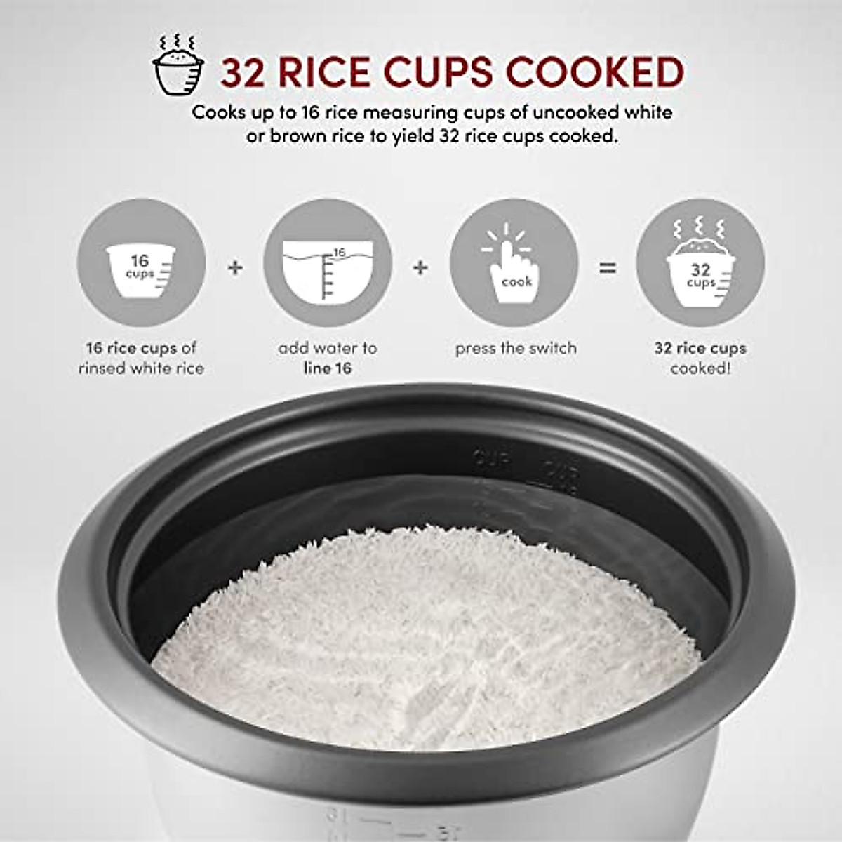 Aroma Housewares 32-Cup (Cooked) (16-Cup UNCOOKED) Pot Style Rice Cooker (ARC-7216NG) , White
