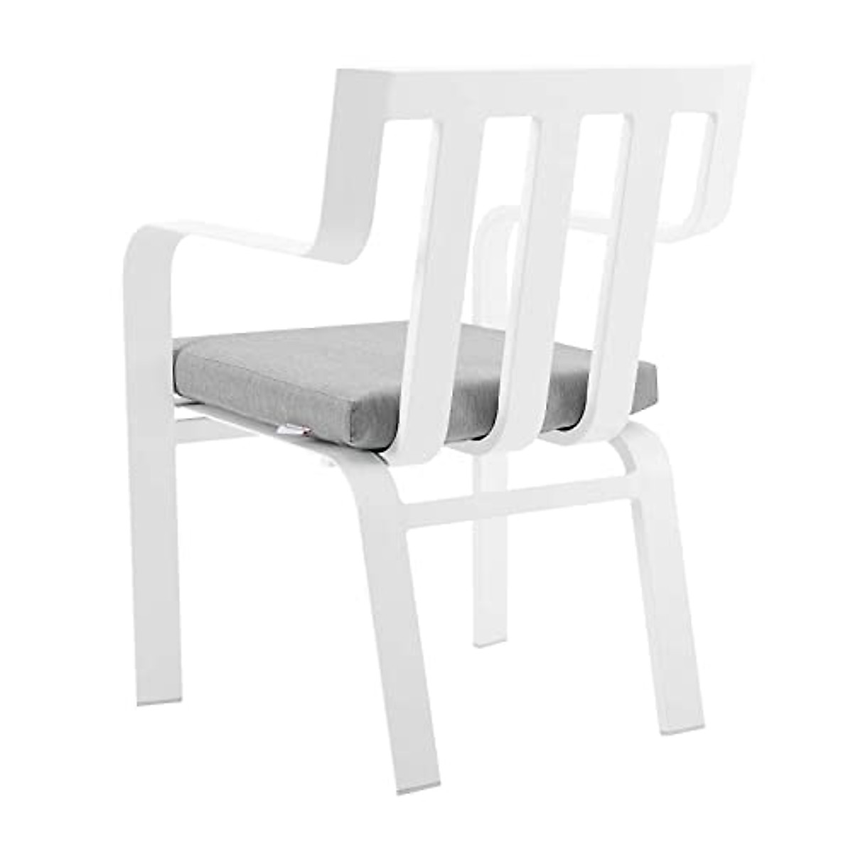 Modway Baxley Stackable Metal Patio Dining Armchair in White and Gray (Set of 2)
