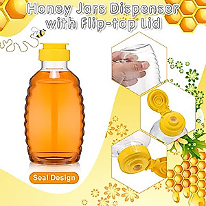 24 Pcs Clear Plastic Honey Bottles Plastic Skep Style Jar Honey Squeeze Bottle Empty Refillable Honey Dispenser with Flip Top Lids Leak Proof Honey Containers Holders for Storing and Dispensing (12oz)