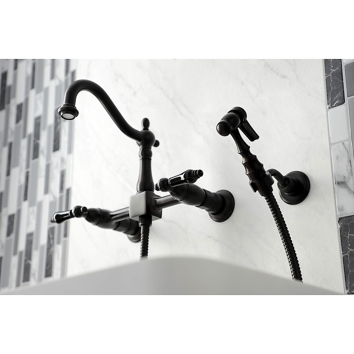 Kingston Brass KS1265PKLBS Duchess Bridge Kitchen Faucet, Oil Rubbed Bronze
