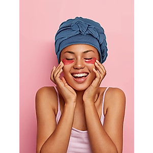 3 Pieces Head Wrap Turban Headwear Pre-Tied Twisted Braid Hair Cover Headwrap Hats for Women Girls (Black, Gray, Light Blue, Popular Style)