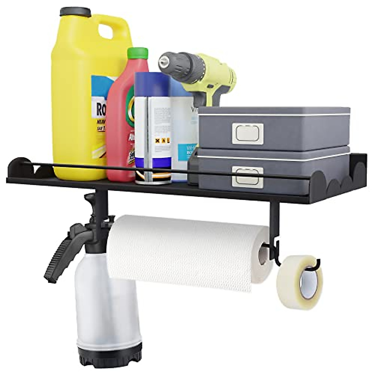 Dobures Paper Towel Holder, Garage Quick Clean Station, Garage Wall Mount Shelf, Utility Storage Rack,Tool Storage Rack, Holds 50 lbs