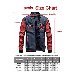 Lavnis Men's Faux Leather Jacket Casual Baseball Stand Collar Slim Fit Coat White 2XL